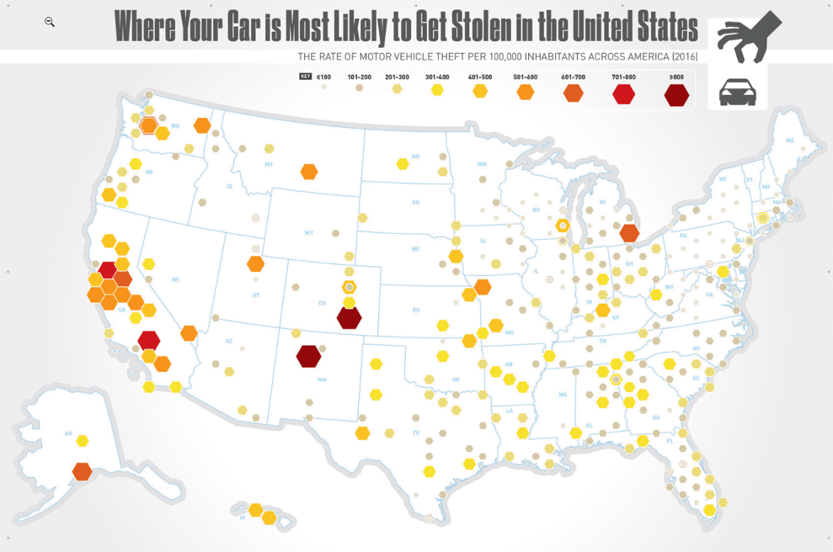 Infographic: The Highest Risk Places In America For Your Car – Michael ...