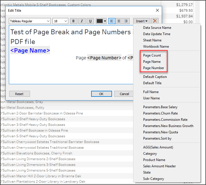 Tableau Deep Dive: Adding Page Breaks and Page Numbers in a PDF file ...